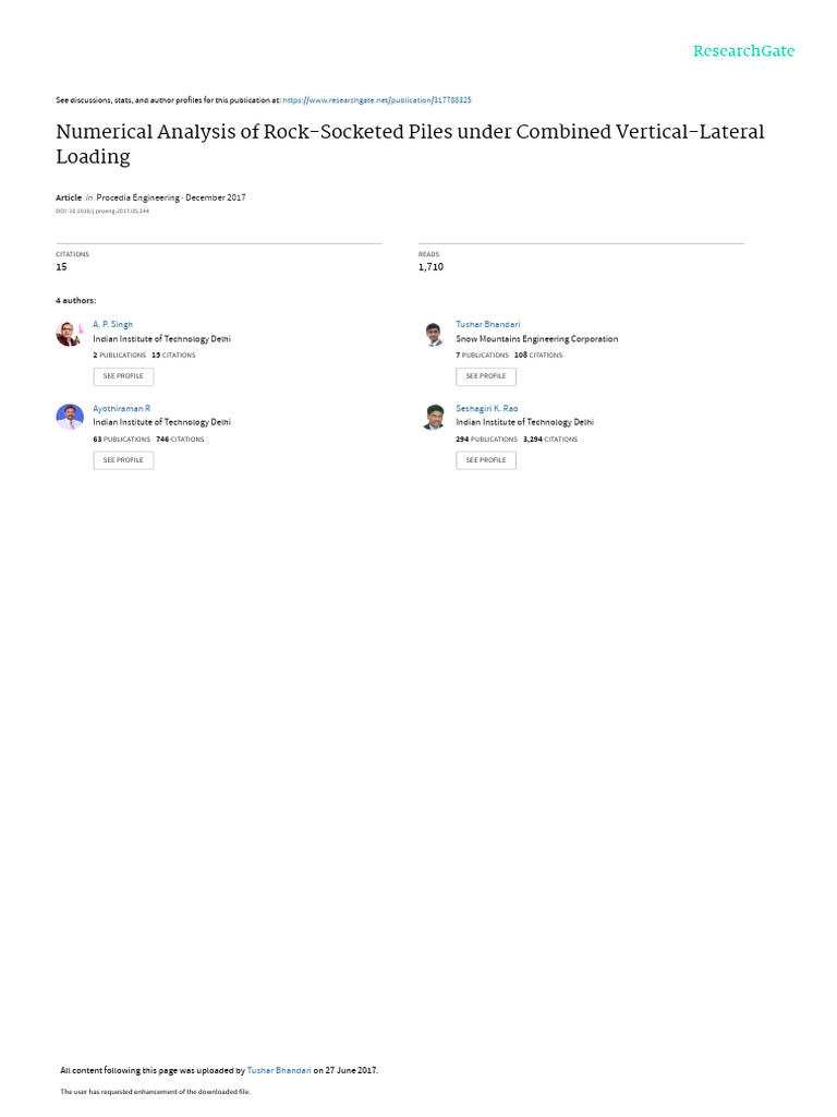 Numerical Analysis of Rock-Socketed Piles Under Co | PDF | Deep ...