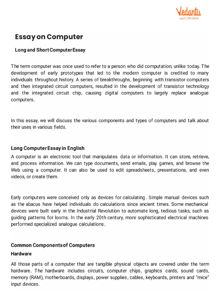 Essay On Computer | PDF