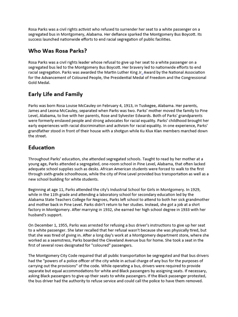 Rosa Parks | Download Free PDF | Rosa Parks | Society Of The United States