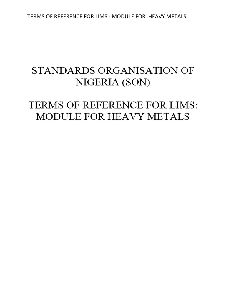 Terms of Reference For Lims Module For Heavy Metals | PDF | Databases ...