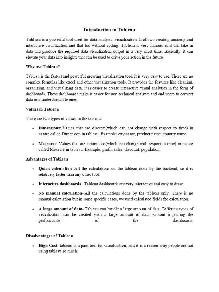 1. Introduction to Tableau | Download Free PDF | Information Technology ...