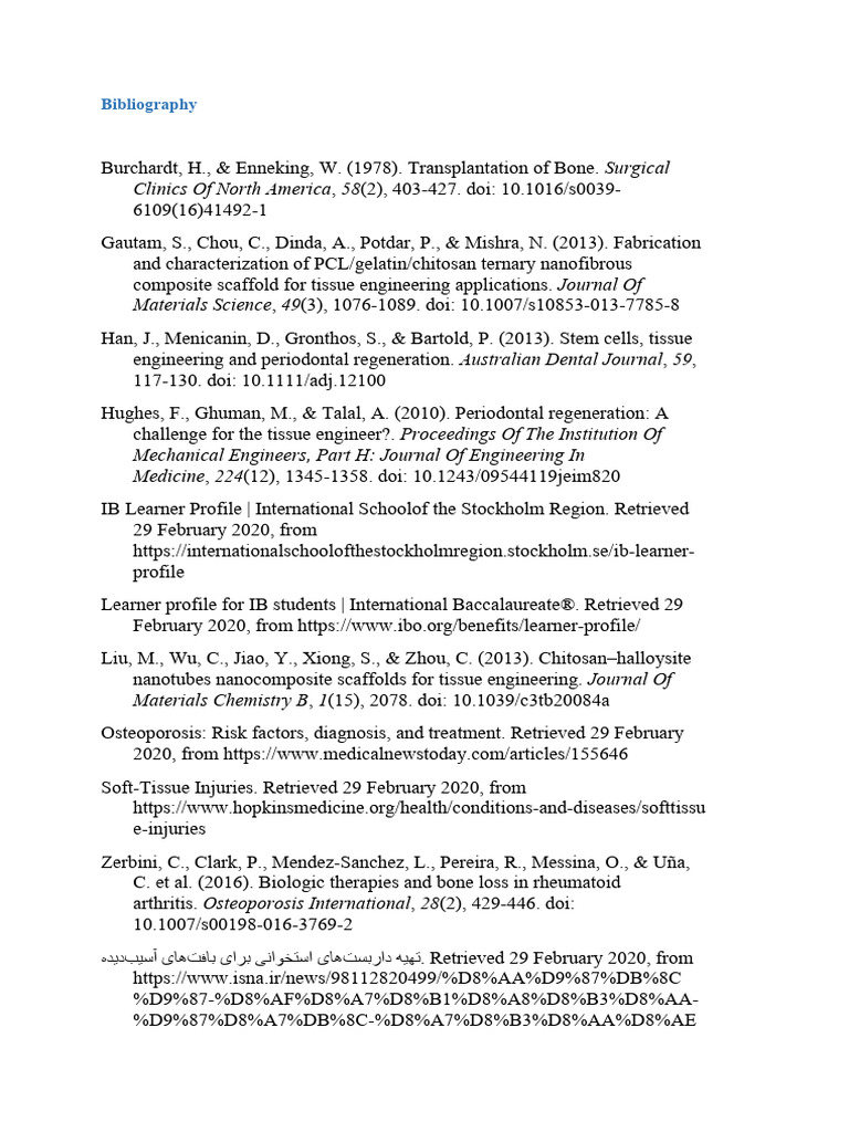 Bibliography | PDF | Tissue Engineering | Medicine