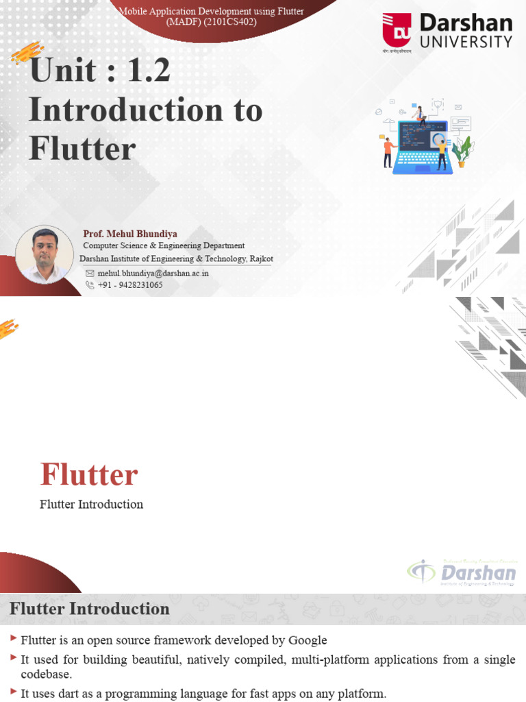 Unit: 1.2 Introduction To Flutter: Prof. Mehul Bhundiya | PDF | Software | Systems Architecture
