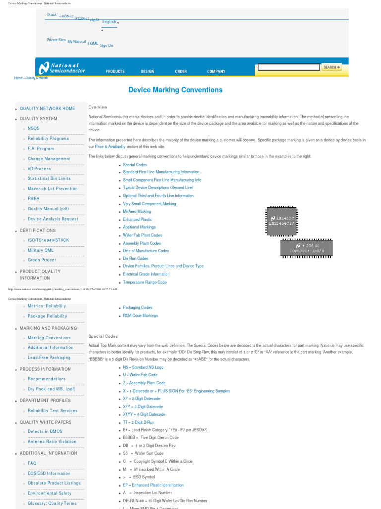 Natsemi Device Marking Conventions | PDF | Semiconductor Device Fabrication | Electrical Engineering