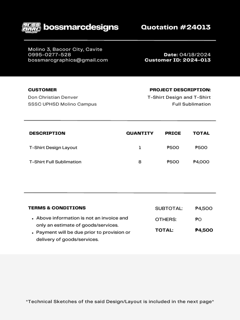 Price Quotation Document in Black and White Turquoise Bold Gradient ...