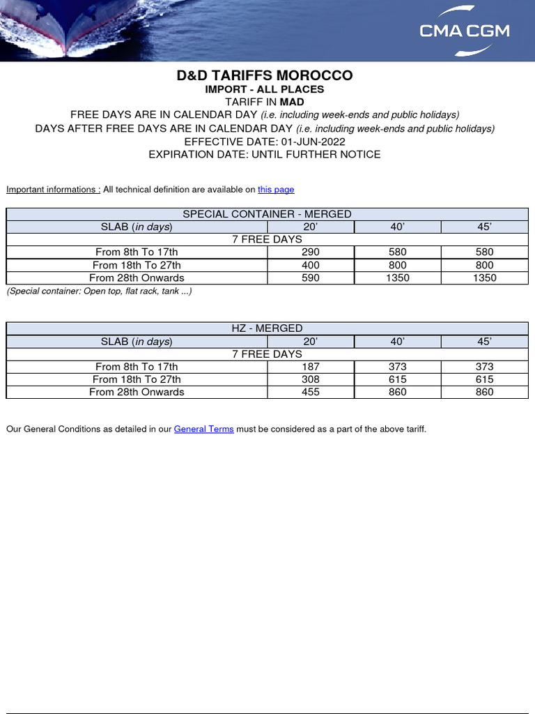 DD - Tarifs - MA - 2022-06-01 2405 | PDF
