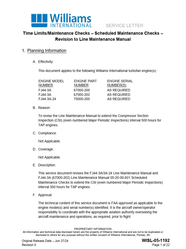 Time Limits/Maintenance Checks Scheduled Maintenance Checks Revision To ...