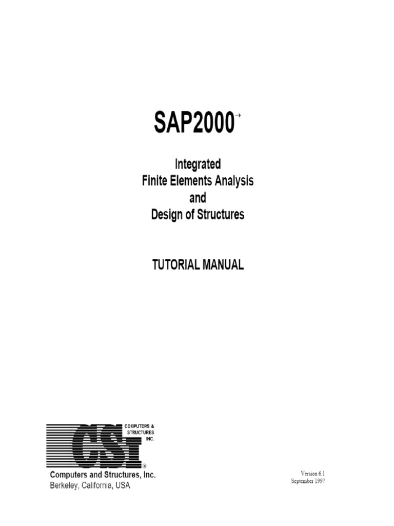 SAP2000 Tutorial Manual | PDF SAP2000 Tutorial Manual | PDF