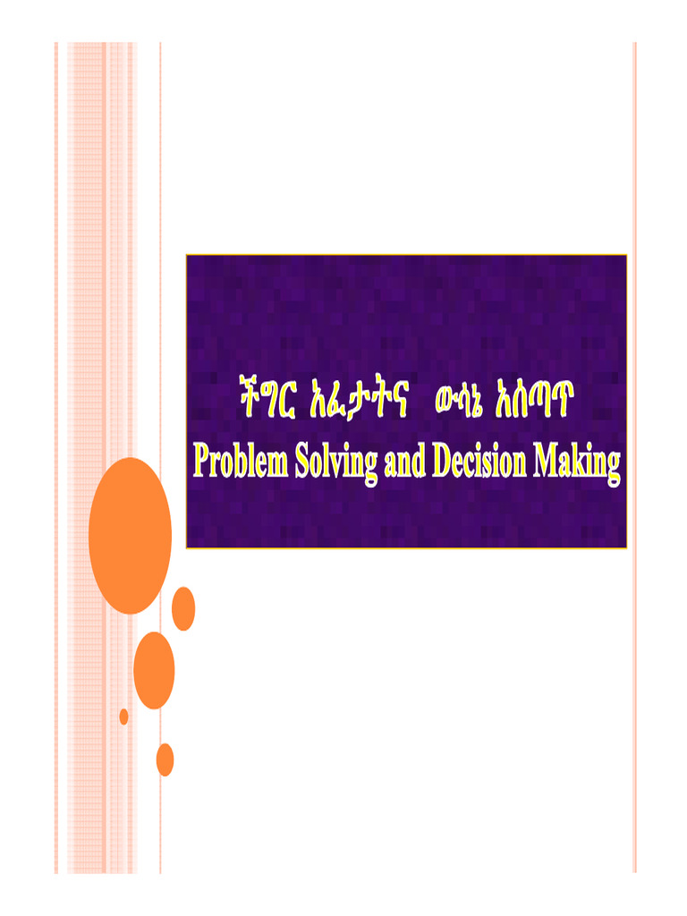 Problem Solving & Decision Making Amharic | PDF | Cognition