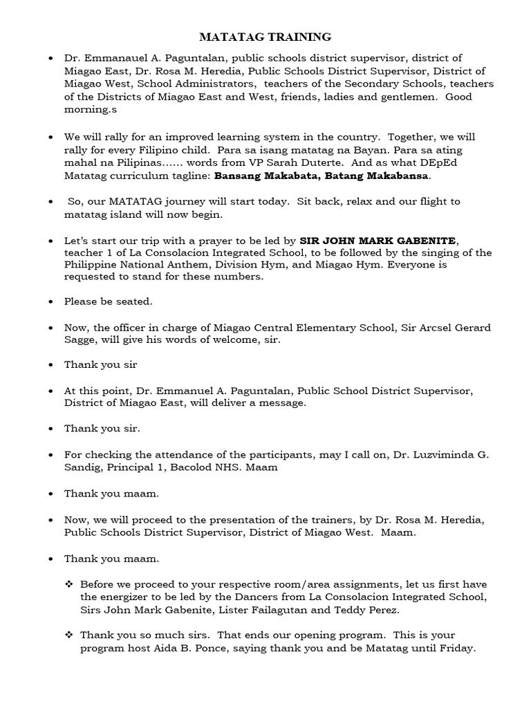 MATATAG Training Program Overview | PDF