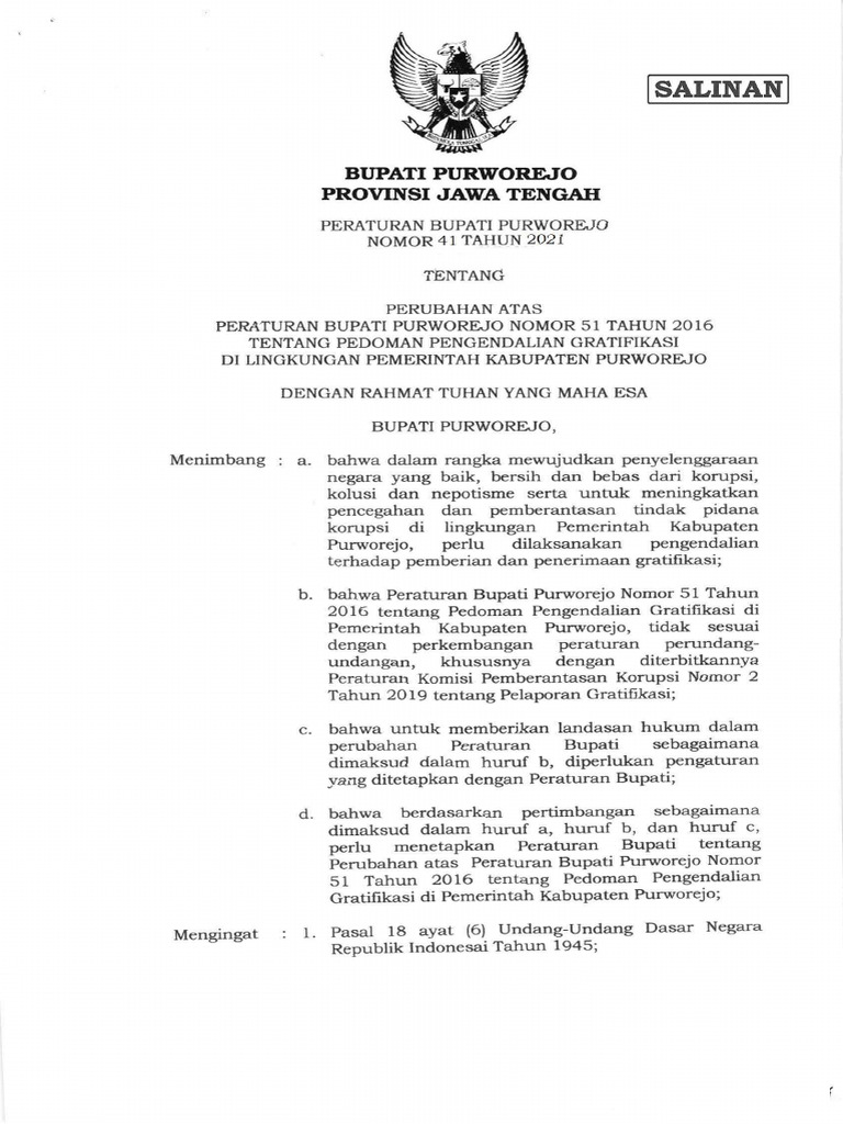 Perbup 41 Tahun 2021 | PDF