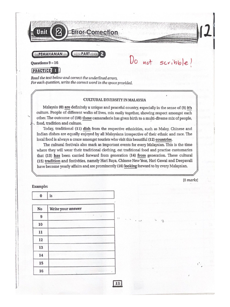 Read the text below and correct the underlined errors. (1) | PDF