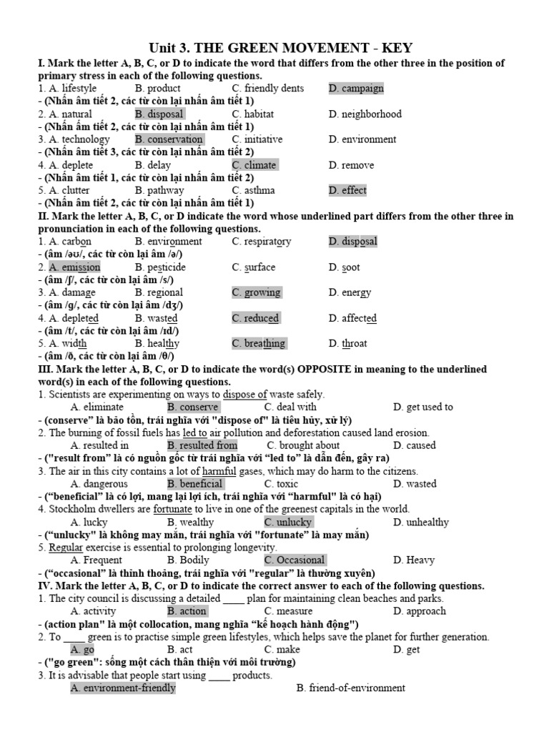 Unit 3 - Grade 12 - KEY | PDF