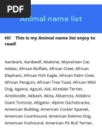 1000 Animal Names | PDF | Zoology