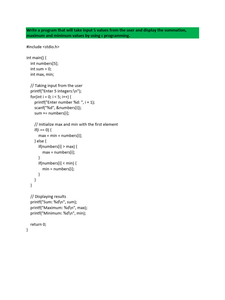 C Programming Note For Class Test Pdf Control Flow Parameter Computer Programming