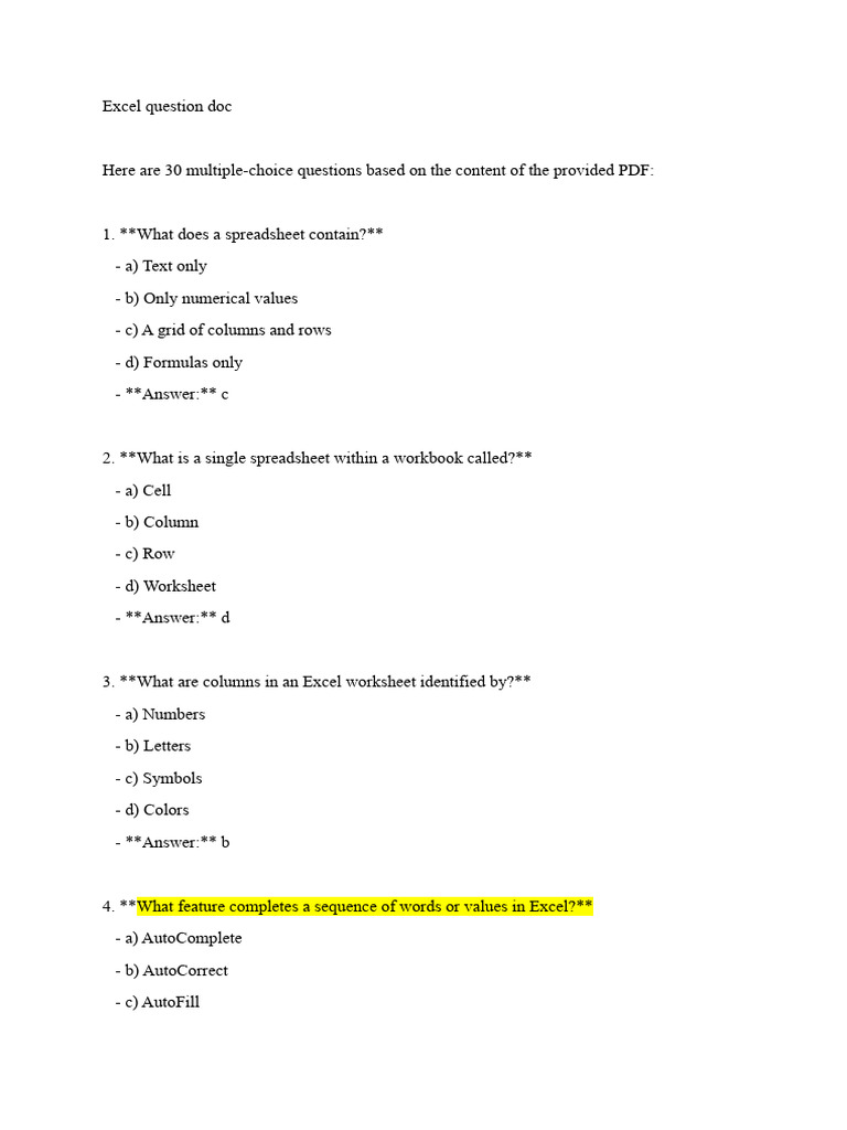 Excel Question Document | PDF | Chart | Microsoft Excel