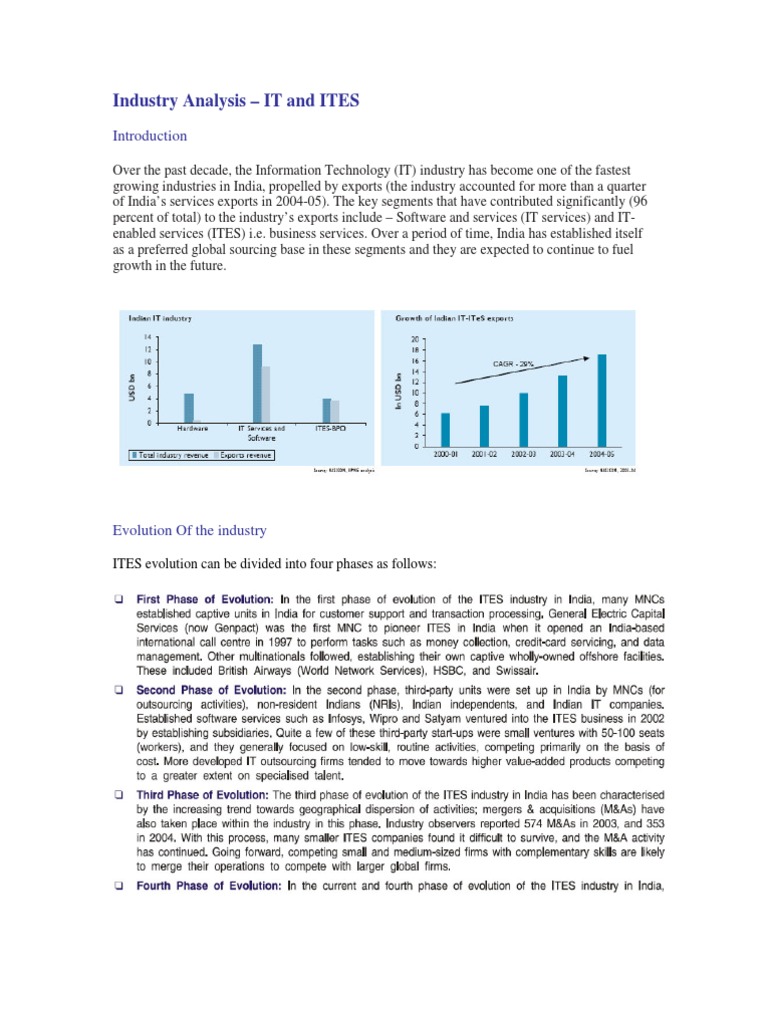 Industry Analysis - IT and ITES: ITES Evolution Can Be Divided Into ...