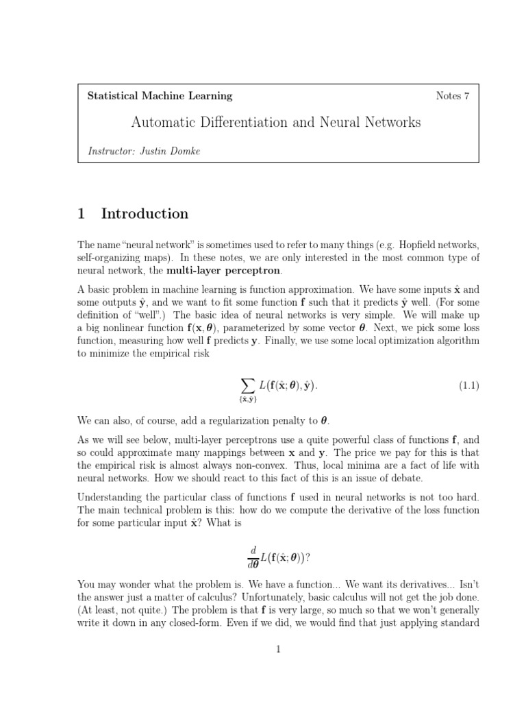 07autodiff Nnets | PDF | Artificial Neural Network | Derivative