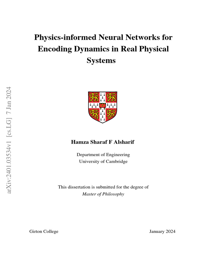 Physics-Informed Neural Networks For Encoding Dynamics in Real Physical Systems | PDF ...