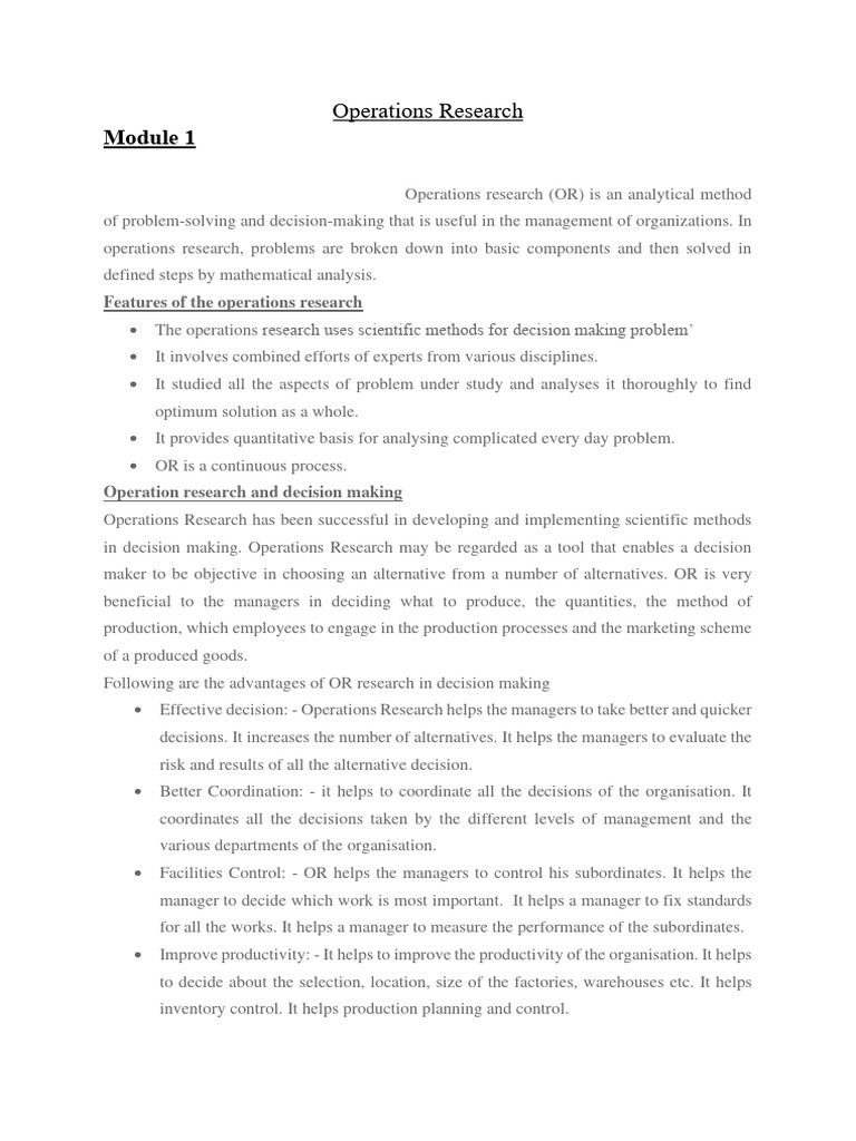 Operations Research | PDF | Mathematical Optimization | Conceptual Model
