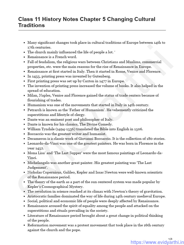 Notes Class 11 History Chapter 5 Pdf Renaissance Giovanni Boccaccio