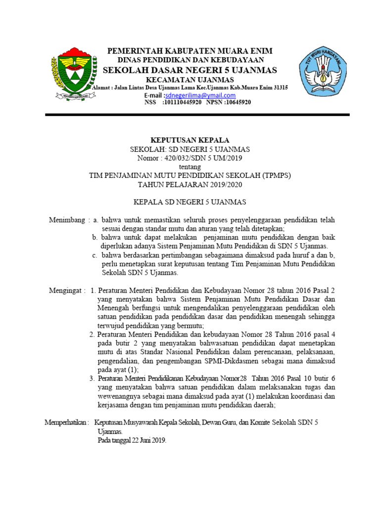 Contoh Draft SK KEPALA-1 | PDF