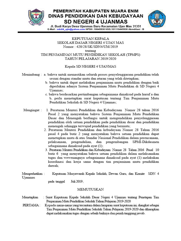 Contoh Draft SK KEPALA | PDF