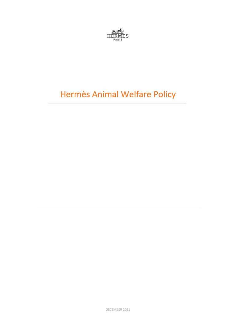 Hermes - Animal Welfare Policy - EN | PDF | Animal Welfare | Supply Chain
