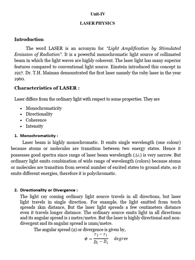 LASERS | PDF | Laser | Emission Spectrum