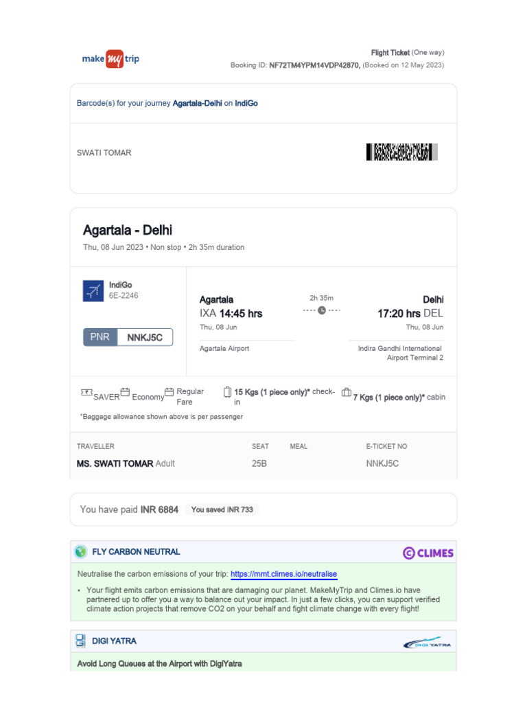 Flight ticket | PDF | Identity Document | Airport