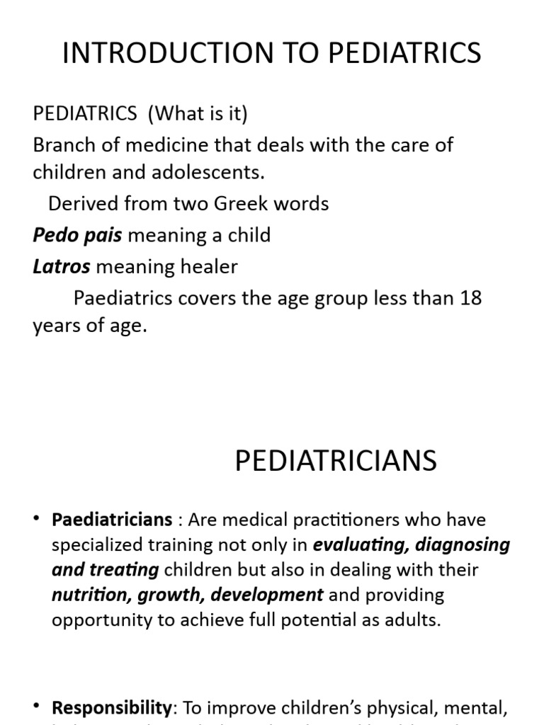 Overview of Pediatric Medicine | PDF | Pediatrics | Medicine