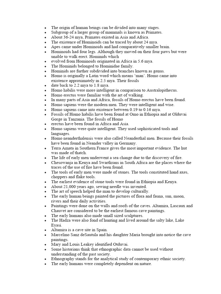 The Origin of Human Beings Can Be Divided Into Many Stages | PDF | Homo ...