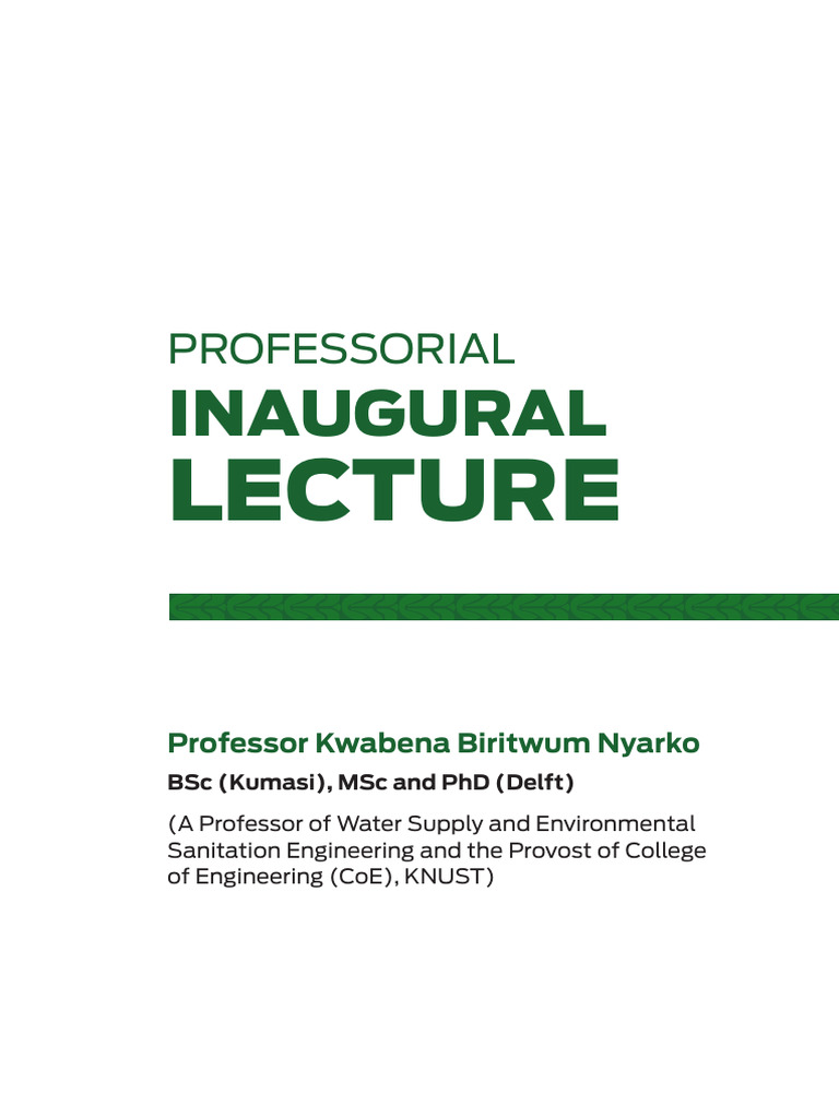 Professor Kwabena Biritwum - Inaugural Lecture - 2024 | PDF | Wash | Sanitation