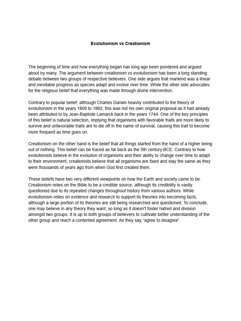 Evolutionism VS Creationism | PDF | Philosophy | Religion & Spirituality