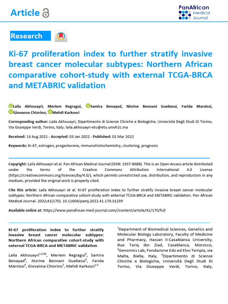 Ki 67 Index In Breast Cancer Pdf Immunohistochemistry Receiver