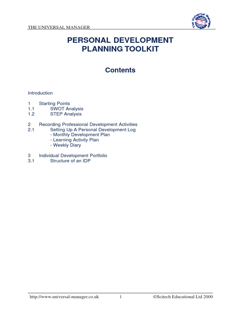 Personal Development Planning Toolkit | PDF | Swot Analysis | Business