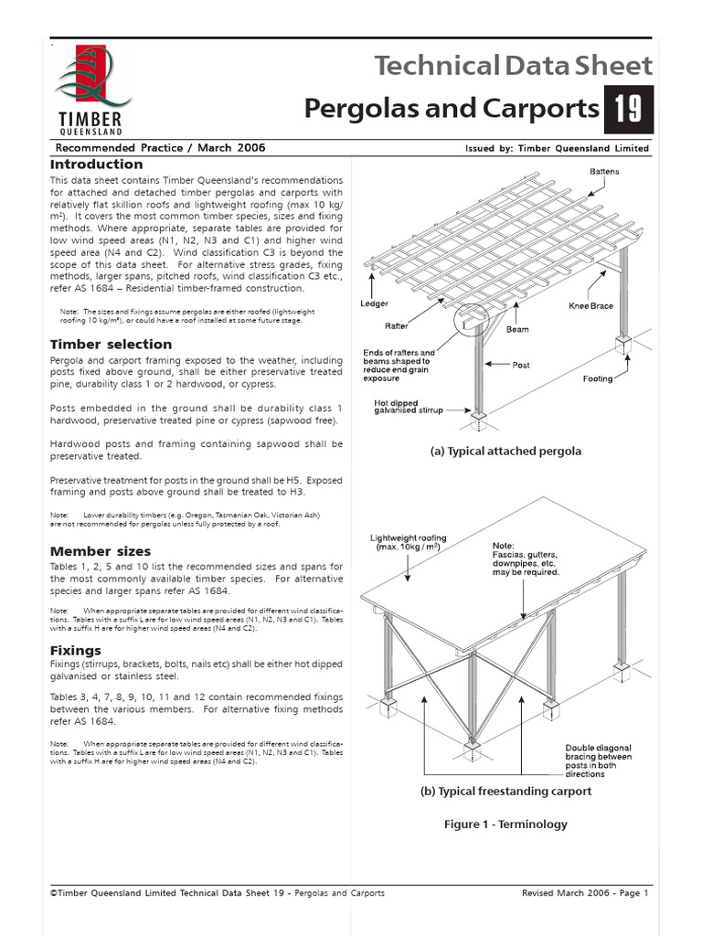 Pergola and Deck Span Tables TQL 19 Pergolas & Carports0306 | PDF ...