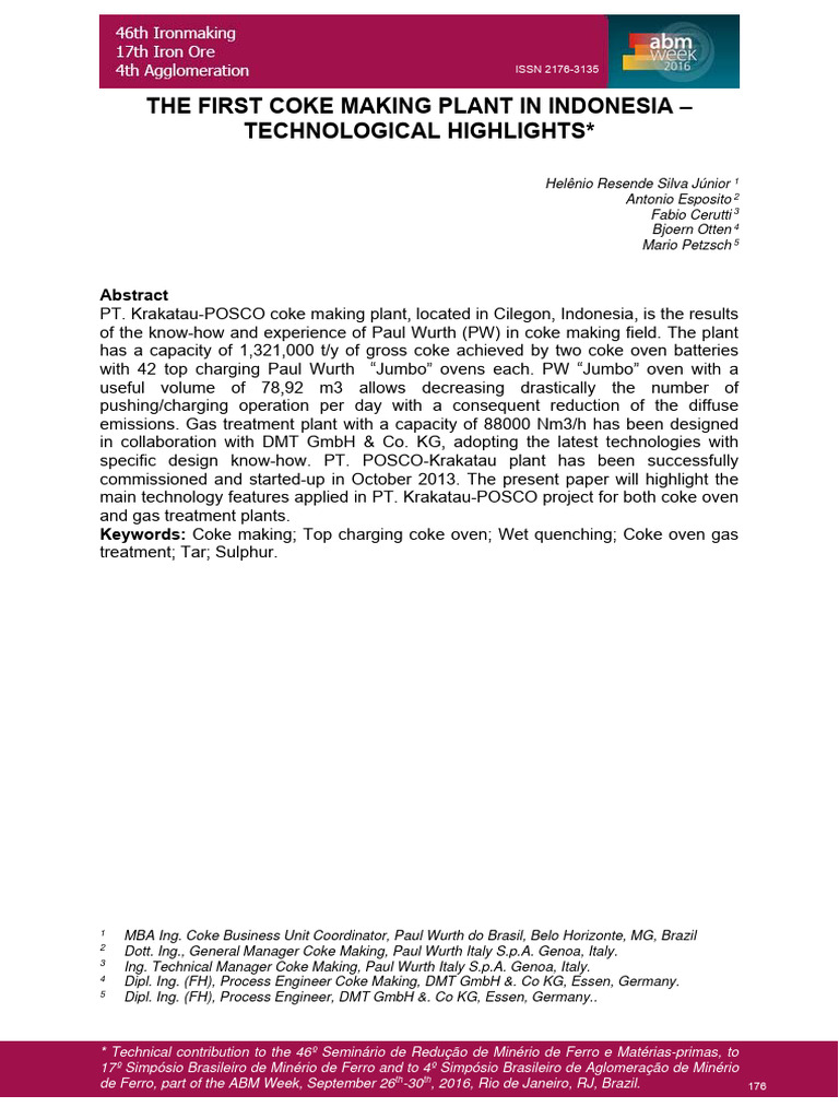 The First Coke Making Plant in Indonesia - Technological Highlights ...