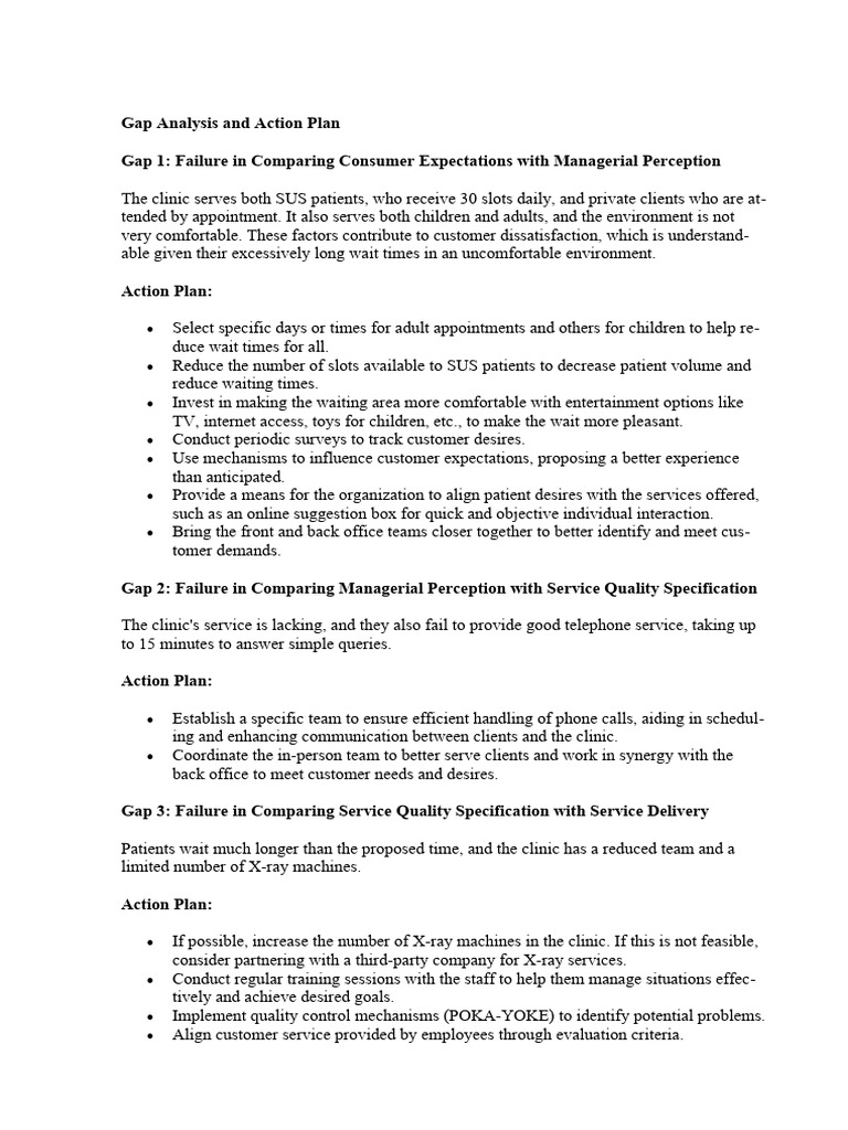 Gap Analysis and Action Plan | PDF | Customer | Perception