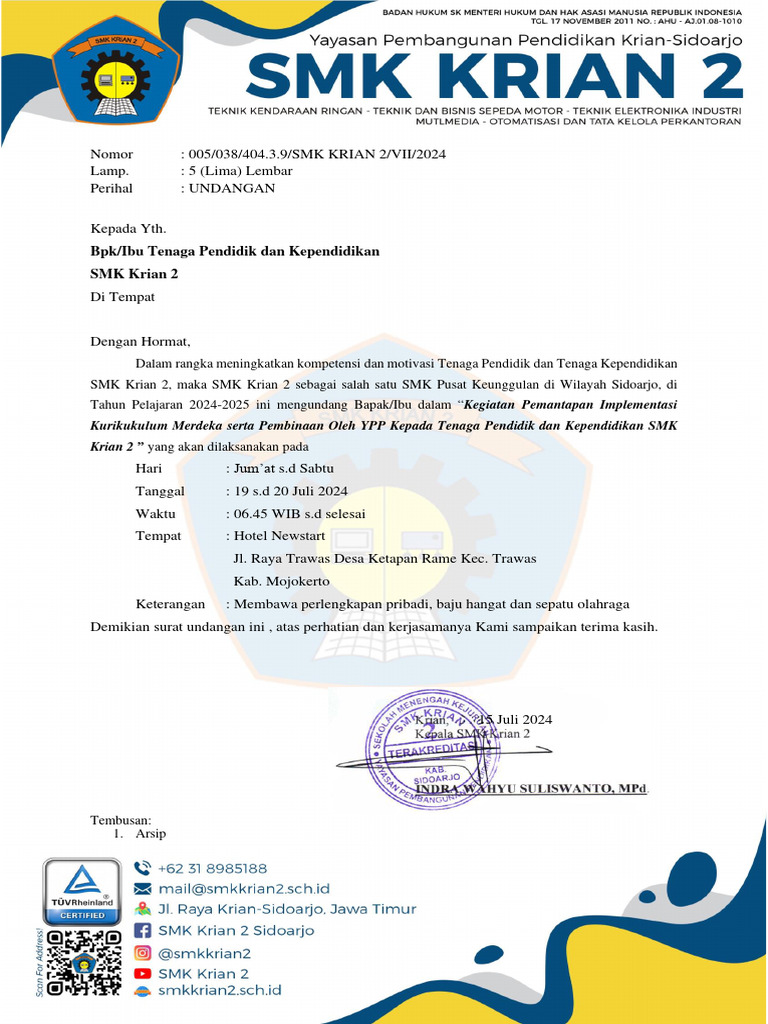 Undangan Rapat Dinas Ikm Dan Pembinaan Tapel 24-25 | PDF
