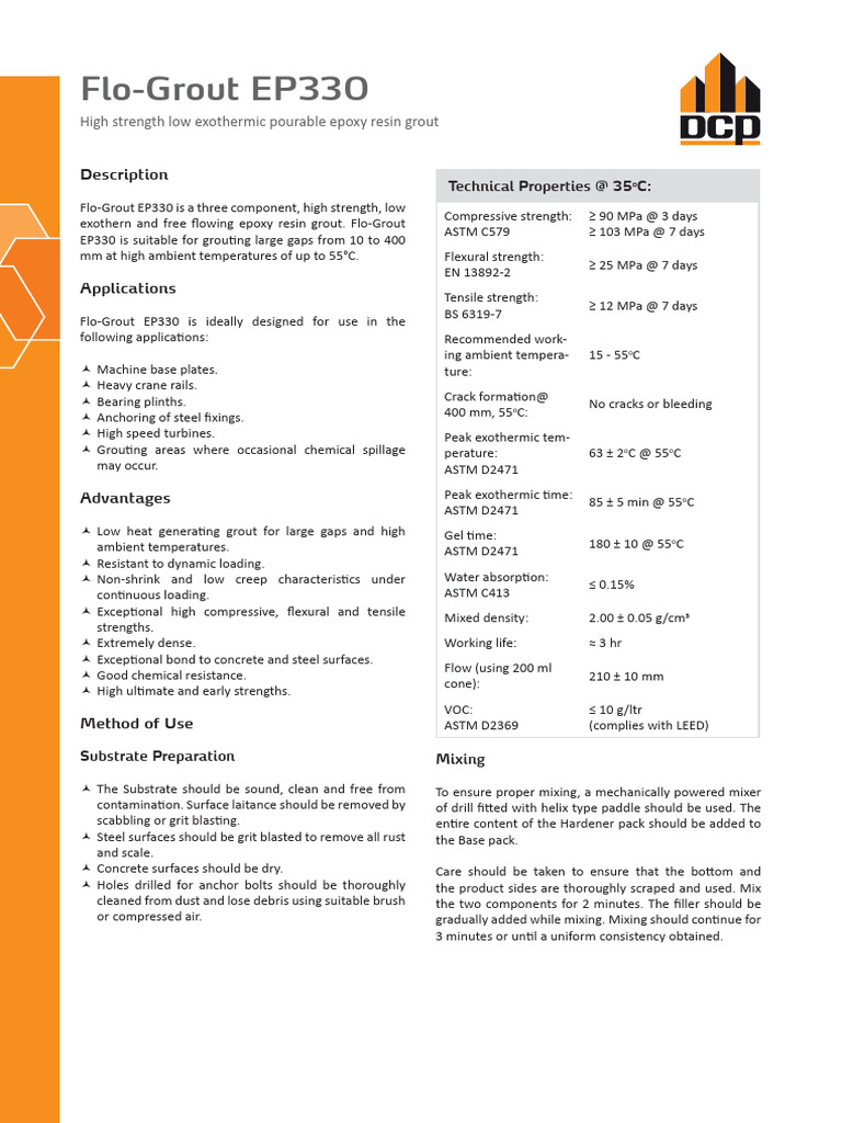 Flo Grout EP330 | PDF | Concrete | Epoxy