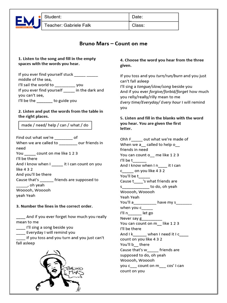 Bruno Mars - Count on Me | PDF