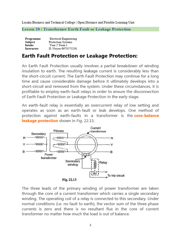 Earth Fault vs. Leakage Protection | PDF | Computers | Technology ...