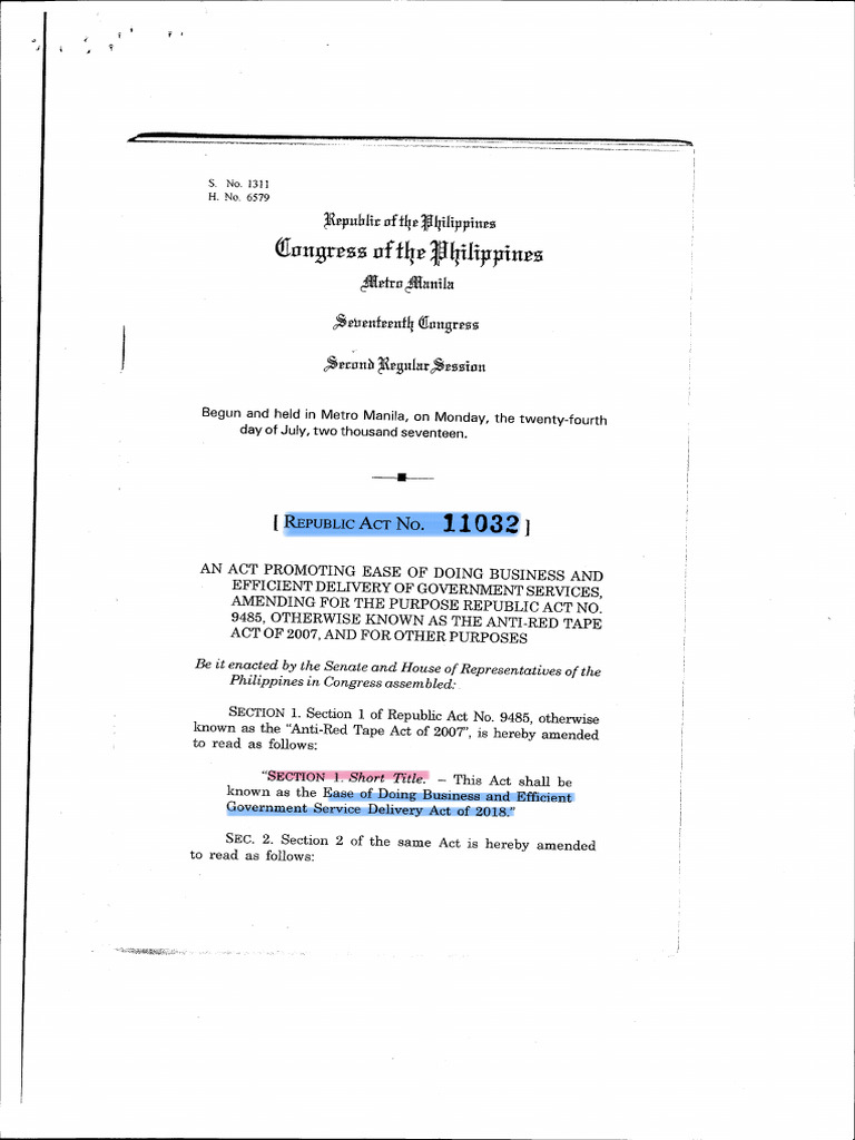 07 - RA 11032 (Ease of Doing Business) | PDF
