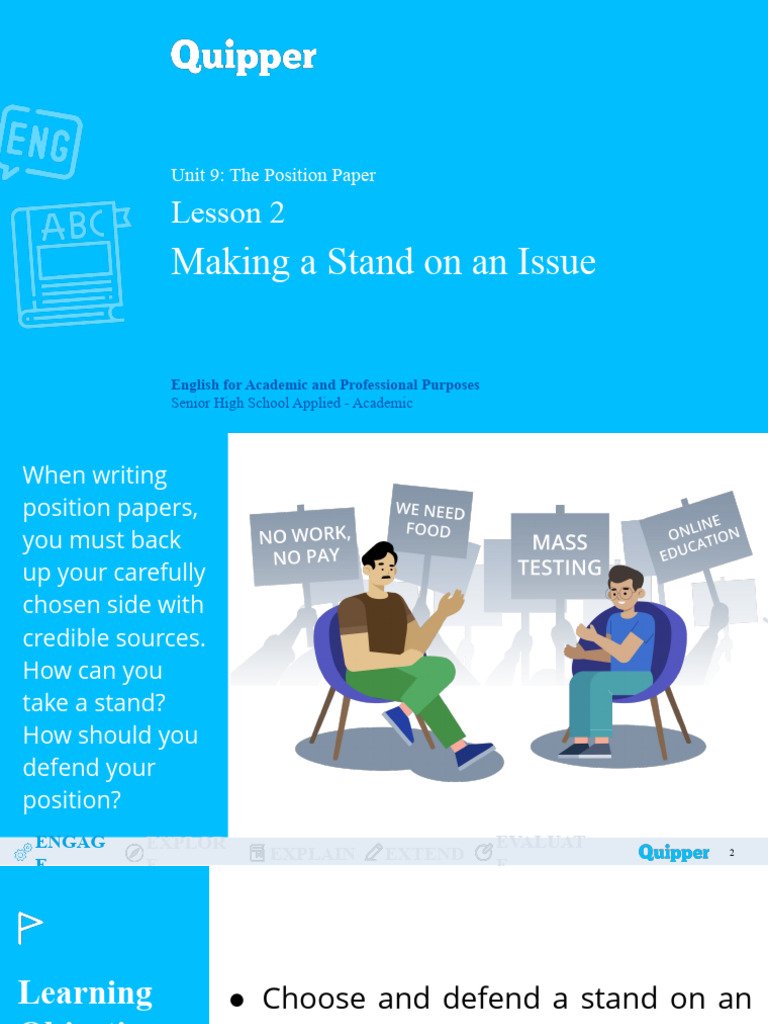 EAP 11 - 12 - UNIT 9 - LESSON 2 - Making A Stand On An Issue | PDF | Libraries | Academic Journal