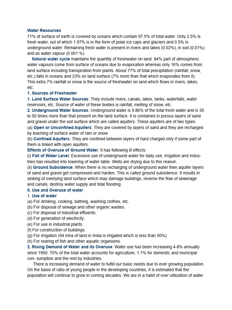 Water Resources | PDF | Groundwater | Fresh Water