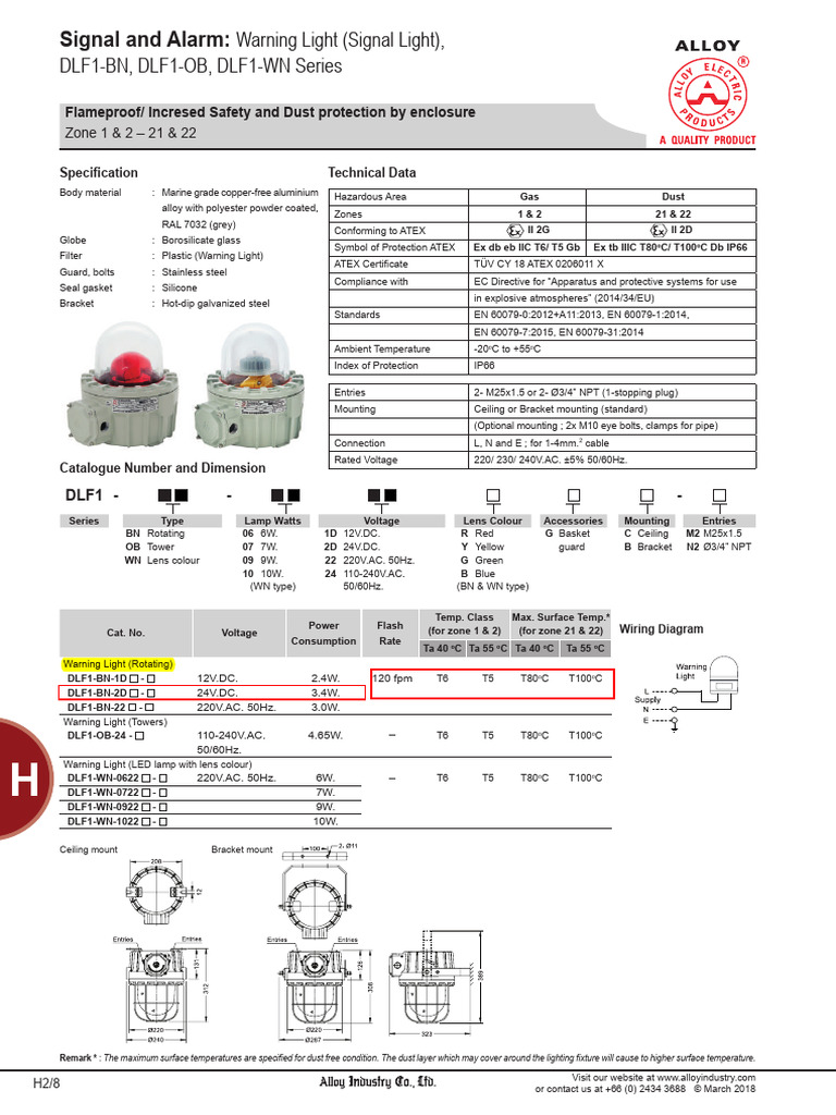 DLF1-BN, DLF1-OB, DLF1-WN Series - Warning Light (Signal Light) | PDF | Mains Electricity ...