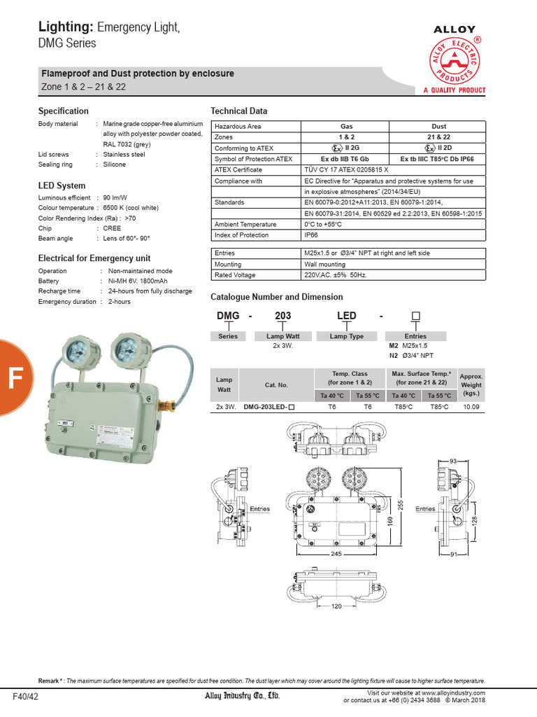 DMG Emergency Lamp EN81-20 Compliance | PDF | Electrical Components ...