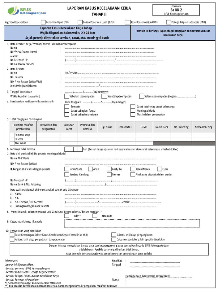 FORM - 3A - KK - 2 - BPJS - Ketenagakerjaan Sept 21 | PDF