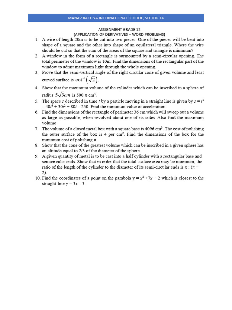 AOD WORD PROBLEMS | PDF